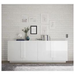 Sideboard Home Affaire "Jupiter, Breite 241 cm, Kommode 4 T&uuml;ren - Soft Closing, Anrichte", wei&szlig; (wei&szlig; hochglanz lack), B:241cm H:90cm T:44cm, Sideboards, Sideboard, moderne Griffblende, FSC, cleveres Stauraumkonzept