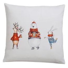 Kissenh&uuml;llen CASATEX "Funny animals, Weihnachtsdeko", bunt (wei&szlig;, bunt), B:40cm L:40cm, Baumwolle, Obermaterial: 100% Baumwolle, Kissenbez&uuml;ge