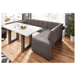 Eckbank exxpo - SOFA FASHION "Barista", grau (elephant), B:197cm H:82cm T:265cm, Microfaser (Zusammensetzung: 100% Polyester);Lederfaserstoff (Grundgewebe 41% Lederfaser, 39% Polyester, 20% Baumwolle), Sitzb&auml;nke, Eckbank, Frei im Raum stellbar