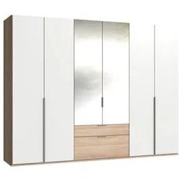 Kleiderschrank wimex "New York", wei&szlig; (struktureichefarben hell,wei&szlig;, spiegel), B:270cm H:208cm T:58cm, Schr&auml;nke, Kleiderschrank, mit Spiegelt&uuml;r