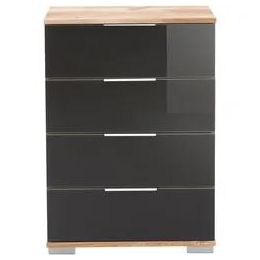 Nachtkommode wimex "Easy", grau (plankeneichefarben, grauglas), B:52cm H:74cm T:38cm, Sideboards