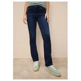 Bootcut-Jeans Tamaris, Damen, Gr. 38, N-Gr, blau (dunkelblau us), Denim/Jeans, Obermaterial: 74% Baumwolle, 24% Polyester, 2% Elasthan, bootcut fit lang, Jeans, normale Leibh&ouml;he, Bootcut, mit ausgestelltem Bein