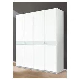 Kleiderschrank Priess "Dreht&uuml;renschrank Kleiderschrank Schrank Schlafzimmerschrank Madrid", wei&szlig; (wei&szlig;, wei&szlig;glas), B:185cm H:193cm T:54cm, Holzwerkstoff, Schr&auml;nke, Kleiderschrank, mit farbiger Glasauflage, erweiterbar mit Schrankaufsatz Madrid