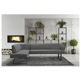 Eckbank exxpo - SOFA FASHION "Americano", grau (anthrazit), B:270cm H:83cm T:197cm, Sitzb&auml;nke, Eckbank, mit Keder und Metallf&uuml;&szlig;en, Bezug in verschiedenen Qualit&auml;ten, Topseller