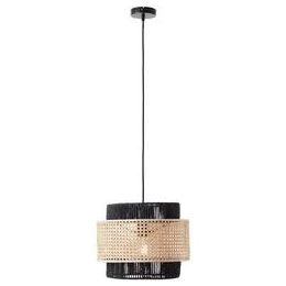 Brilliant Pendelleuchte "Arles", schwarz (schwarzmatt, rattan), 1, &Oslash; 36cm H: 134,5cm, 1 Stk., Leuchten, H&auml;ngelampe 35cm schwarzmatt/rattan, Pendelleuchte