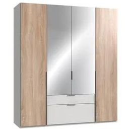 Kleiderschrank wimex "New York", wei&szlig; (wei&szlig;,struktureichefarben hell, spiegel), B:180cm H:208cm T:58cm, Schr&auml;nke, Kleiderschrank, mit Spiegelt&uuml;r