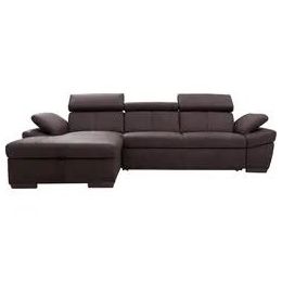 Ecksofa exxpo - SOFA FASHION "Salerno, Funktionssofa, Breite 280cm, hoher Sitzkomfort, L-Form", braun (dunkelbraun), B:280cm H:77cm T:170cm, Microfaser-Primabelle (100% Polyester);NaturLEDER;Kunstleder;Lederfaserstoff;Luxus-Microfaser Lederoptik, Sofas, Ecksofa, inkl. Kopf- und Armteilverstellung, wahlweise mit Bettfunktion
