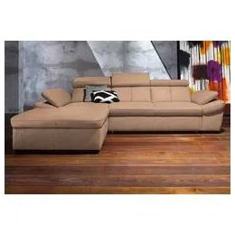 Ecksofa exxpo - SOFA FASHION "Salerno, Funktionssofa, Breite 280cm, hoher Sitzkomfort, L-Form", braun (cappuccino), B:280cm H:77cm T:170cm, Microfaser-Primabelle (100% Polyester);NaturLEDER;Kunstleder;Lederfaserstoff;Luxus-Microfaser Lederoptik, Sofas, Ecksofa, inkl. Kopf- und Armteilverstellung, wahlweise mit Bettfunktion