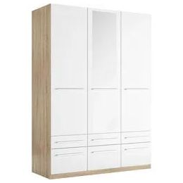 Kleiderschrank Priess "Schrank Garderobe W&auml;scheschrank Barcelona in 5 Breiten", wei&szlig; (struktureichefarben hell, wei&szlig;), B:140cm H:193cm T:54cm, Holzwerkstoff, Schr&auml;nke, Kleiderschrank, viel Stauraum, ger&auml;umige Schubk&auml;sten, mit Spiegel, MADE IN GERMANY