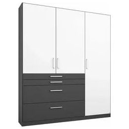 Kleiderschrank Rauch "Harburg Dreht&uuml;renschrank Schlafzimmerschrank mit viel Stauraum", wei&szlig; (graumetallic, wei&szlig;), B:136cm H:197cm T:54cm, Holzwerkstoff, Schr&auml;nke, Kleiderschrank, oberste Schublade mit praktischer Facheinteilung MADE IN GERMANY
