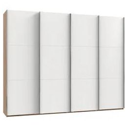 Schwebet&uuml;renschrank wimex "Level by fresh to go", wei&szlig; (plankeneichefarben, wei&szlig;), B:300cm H:216cm T:65cm, Schr&auml;nke, Schwebet&uuml;renschrank, mit Synchron&ouml;ffnung