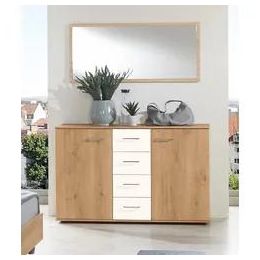 Kombikommode wimex "Petra/Pamela", wei&szlig; (plankeneichefarben, wei&szlig;), B:130cm H:82cm T:41cm, Sideboards, Kombikommode