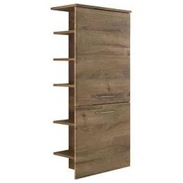 Midischrank SAPHIR "Quickset Badschrank 50 cm breit, 2 T&uuml;ren, seitliche Ablagen", braun (eiche ribbeck, eiche ribbeck), B:50cm H:123cm T:33cm, Schr&auml;nke, Midischrank, Badezimmer-Midischrank inkl. T&uuml;rd&auml;mpfer, Griffe in Chrom gl&auml;nzend