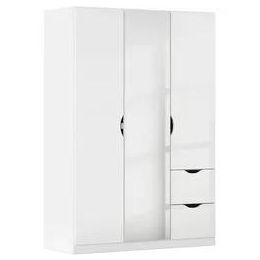 Kleiderschrank Rauch "Freiham Kleiderschrank Garderobenschrank Nischenl&ouml;sung", wei&szlig; (wei&szlig; hochglanz), B:136cm H:197cm T:54cm, Holzwerkstoff, Schr&auml;nke, Kleiderschrank, mit Spiegel und Schubk&auml;sten, Griffmulden, Schlafzimmerschrank Schrank