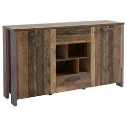 Sideboard FORTE "Clif", grau (old wood vintage, beton, optik), B:156,4cm H:86,3cm, Sideboards, Sideboard, Breite 156 cm