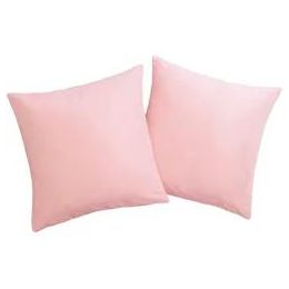 Dekokissen OTTO HOME "Parry Microfaser" Gr. 2, rosa (ros&eacute;, unifarben), B:50cm L:50cm, Polyester, Dekokissen_Sitzkissen_Kissenh&uuml;llen, 2-er Set, unifarben, Kissenh&uuml;llen ohne F&uuml;llung, mit Rei&szlig;verschluss
