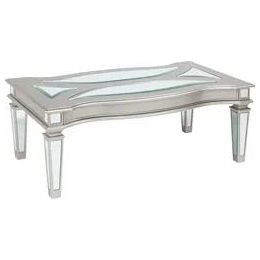 Couchtisch LEONIQUE "Tessani", silber (silber, silber, silber, glas), B:122cm H:47cm T:66cm, Tische, Couchtisch, Couchtisch, mattsilber, Spiegelinlays, Mosaikplatte, 122x66x47