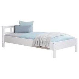 Futonbett Ticaa "Merci", wei&szlig; (kiefer massiv wei&szlig; gewachst), B:117,6cm, Betten, Futonbett, Einzelbett, aus Kiefer Massivholz, inkl. Rollrost