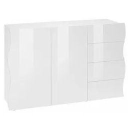 Kommode Home Affaire "Onda", wei&szlig; (wei&szlig; hochglanz), B:120cm H:81cm T:40cm, Sideboards, Kommode, Breite 130 cm
