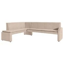 Eckbank exxpo - SOFA FASHION "Cortado, elegant und modern mit hohem Sitzkomfort", beige, B:197cm H:89cm T:264cm, Strukturstoff (88%Polyester, 12% Nylon) mit Absatz Luxuskunstleder;Luxus-Microfaser (Zusammensetzung: 10% Baumwolle, 90% Polyester), Sitzb&auml;nke, Eckbank, hohe Bodenfreiheit, sch&ouml;ne Detailverarbeitung, wahlweise Lederbezug