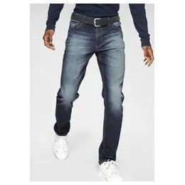H.I.S. Straight-Jeans H.I.S "DIX", Herren, Gr. 38, L&auml;nge 36, blau (d blau), Denim/Jeans, Obermaterial: 92% Baumwolle, 7% Elastomultiester, 1% Elasthan, normal lang, Jeans Straight-Jeans, gerade Beinform, niedrige Leibh&ouml;he, Used-Waschung