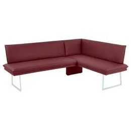 K+w Komfort & Wohnen Eckbank K+W KOMFORT & WOHNEN, rot (rubin), H:86cm T:60cm, Sitzb&auml;nke, Eckbank, mit Sattlernaht und schmaler Kufe, langer Schenkel rechts oder links