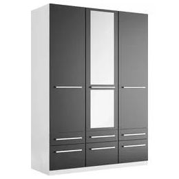 Kleiderschrank Priess "Schrank Garderobe W&auml;scheschrank Barcelona in 5 Breiten", schwarz (schwarz, wei&szlig;), B:140cm H:193cm T:54cm, Holzwerkstoff, Schr&auml;nke, Kleiderschrank, viel Stauraum, ger&auml;umige Schubk&auml;sten, mit Spiegel, MADE IN GERMANY