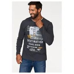 MAN'S WORLD Langarmshirt MAN'S WORLD "neue Farbe", Herren, Gr. XXL (60/62), blau (dunkelblau), Single Jersey, Obermaterial: 100% Baumwolle, bedruckt, normal, Rundhals, abgesteppte Kante, Shirts Langarmshirt, Langarm, bedruckt, Rundhalsausschnitt, aus 100% Baumwolle, Topseller