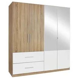Kleiderschrank Rauch "Dreht&uuml;renschrank Schrank Garderobe W&auml;scheschrank Schlafzimmer ALVOR", wei&szlig; (struktureichefarben hell, wei&szlig;), B:181cm H:197cm T:54cm, Holzwerkstoff, Schr&auml;nke, Kleiderschrank Dreht&uuml;renschrank, erh&auml;ltlich optional mit Spiegel, 2 gro&szlig;e Schubladen MADE IN GERMANY