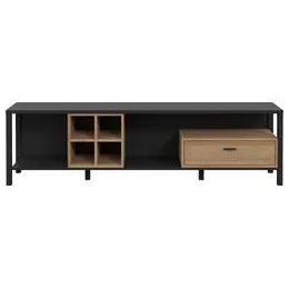Lowboard FORTE "High Rock", schwarz, B:181,3cm H:49,9cm T:40,2cm, Dekorfolie, FSC-zertifizierter Holzwerkstoff, Sideboards, Lowboard, TV-Schrank, TV-Board, Breite ca. 181 cm
