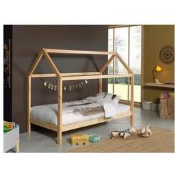 Hausbett Vipack "Dallas, Hausbett Kiefer massiv, stabil gebaut, mit Rolllattenrost", beige (kiefer massiv natur), B:98cm H:158,5cm L:208cm, Betten, wahlweise mit oder ohne Bettschublade, 2 Farben zur Wahl