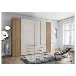 Faltt&uuml;renschrank Wiemann "Monaco", braun (bianco, eiche, nachbildung, glas champagner), B:295,3cm H:236cm T:58cm, Floatglas, Holzwerkstoff, Schr&auml;nke, Kleiderschrank Dreht&uuml;renschrank, Teil-Glasfront sowie hochwertige Beschl&auml;ge inkl. Schubladend&auml;mpfung