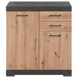 Kommode FMD "Bristol", braun (matera, artisan), B:80cm H:89,9cm T:49,9cm, Holzwerkstoff, Sideboards, Kommode, in unterschiedlichen Tiefen, mit Schubladen, Massivoptik