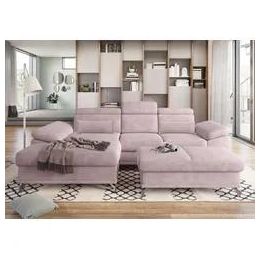 Sit & More Ecksofa SIT & MORE "Cabrio L-Form, B: 295 cm, mit Sitztiefen-, Arm- & Kopfteilverstellung", rosa (rose), B:295cm H:87cm T:180cm, 100% Polyester, Sofas, Ecksofa, 2 Nierenkissen, Federkern, optional Bettfunktion und Stauraum