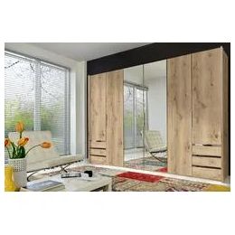 Kleiderschrank wimex "Level by fresh to go", braun (plankeneichefarben), B:300cm H:236cm T:58cm, Schr&auml;nke, Kleiderschrank, mit Spiegelt&uuml;ren und Schubladen