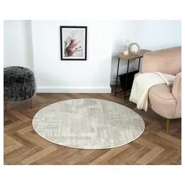 Teppich "My Circles", beige (creme, hellgrau, wei&szlig;), B:120cm H:10mm L:120cm &Oslash;:120cm, Polyester, MyFlair M&Ouml;BEL & ACCESSOIRES, Teppiche, Teppich, Kurzflor, modernes Design, Retro-Style, besonders weich