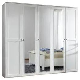 Kleiderschrank wimex "Chalet", wei&szlig;, B:225cm H:210cm T:58cm, Schr&auml;nke, Kleiderschrank, mittig mit Spiegelt&uuml;ren