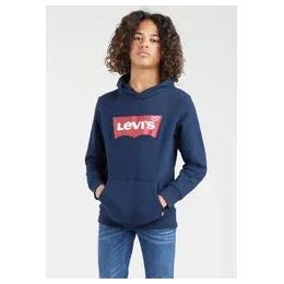 Levi's Kapuzensweatshirt LEVI'S KIDS "LVB BATWING PULLOVER HOODIE", Jungen, Gr. 4/104, blau (marineblaus), Sweatware, Obermaterial: 60% Baumwolle, 40% Polyester, bedruckt, Basic schmal h&uuml;ftlang, Rippb&uuml;ndchen, Sweatshirts, for BOYS