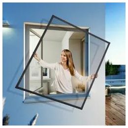 Insektenschutz-Fensterrahmen Windhager "EXPERT Spannrahmen", grau (rahmen: wei&szlig; gewebe: anthrazit), B:140cm H:150cm, Insektenschutzgitter, BxH: 140x150 cm
