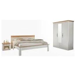 Schlafzimmer-Set OTTO HOME "Westminster", wei&szlig;, B/H: 180cm x 200cm, Schlafzimmerm&ouml;bel-Sets, beinhaltet 1 Bett, Kleiderschrank 3-t&uuml;rig und 2 Nachtkommoden