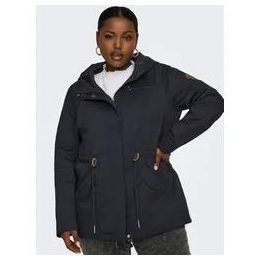 Parka Only CARMAKOMA "CARLORCA SPRING CANVAS PARKA OTW NOOS", Damen, Gr. M, blau (blau graphite), Canvas, Obermaterial: 80% Polyester, 20% Baumwolle, unifarben, regular fit, Jacken Parka