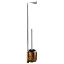 WC-Garnitur Wenko "Marrakesh", braun, B:10,5cm H:72cm L:15cm, Keramik, Reinigungsb&uuml;rsten, Stand WC-Garnitur
