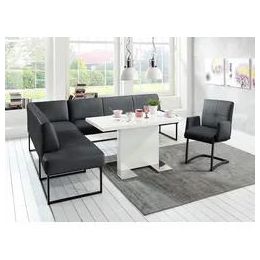 Eckbank exxpo - SOFA FASHION "Affogato, hoher Sitzkomfort, bequem", schwarz, B:197cm H:82cm T:265cm, Struktur: Webvelour 100% Polyester, Sitzb&auml;nke, Eckbank, Frei im Raum stellbar