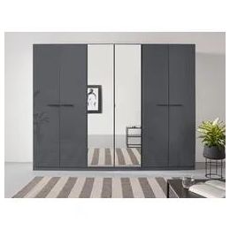 Dreht&uuml;renschrank Rauch "Kleiderschrank Schrank Garderobe TOPSELLER OTELI inkl. Inneneinteilung", grau (graumetallic, hochglanz effektgrau), B:271cm H:210cm T:54cm, Holzwerkstoff, Schr&auml;nke, Dreht&uuml;renschrank, mit zus&auml;tzlichen Einlegeb&ouml;den, optional mit Spiegel MADE IN GERMANY