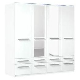 Kleiderschrank Priess "Schrank Garderobe W&auml;scheschrank Barcelona in 5 Breiten", wei&szlig;, B:185cm H:193cm T:54cm, Holzwerkstoff, Schr&auml;nke, Kleiderschrank, viel Stauraum, ger&auml;umige Schubk&auml;sten, mit Spiegel, MADE IN GERMANY