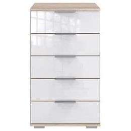 Schubkastenkommode wimex "Easy", braun (struktureichefarben hell, wei&szlig;glas), B:49cm H:102cm T:41cm, Sideboards, mit Glas- oder Spiegelfront