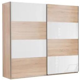 Schwebet&uuml;renschrank wimex "Easy", braun (struktureichefarben hell, wei&szlig;glas), B:180cm H:210cm T:65cm, Schr&auml;nke, Schwebet&uuml;renschrank, mit Teilglas
