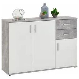 Kommode FMD "Albi", wei&szlig; (betonfarben, wei&szlig; matt, betonfarben), B:120,5cm H:83cm T:35cm, Holzwerkstoff, Sideboards, Kommode, Breite 120,5 cm
