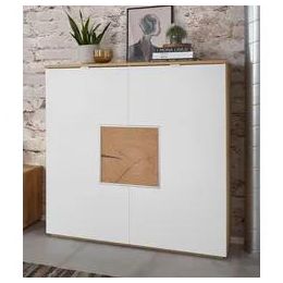 Highboard VOGL M&Ouml;BELFABRIK, beige (altholzeiche, wei&szlig;), B:114cm H:118cm T:40cm, Sideboards, Highboard, Breite 114 cm mit Hirnholzelement