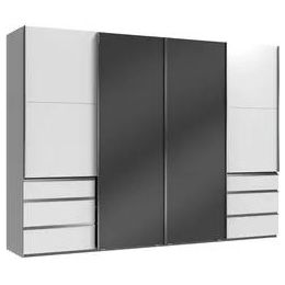 Schwebet&uuml;renschrank wimex "Level by fresh to go", wei&szlig; (wei&szlig;, grauglas), B:300cm H:216cm T:65cm, Schr&auml;nke, Schwebet&uuml;renschrank, mit Glast&uuml;ren und Synchron&ouml;ffnung